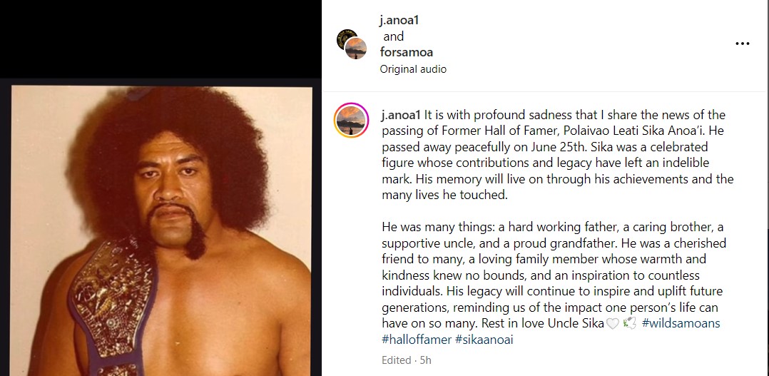 WWE Hall Of Famer Sika Anoa'i Has Passed Away At The Age Of 79 - That ...